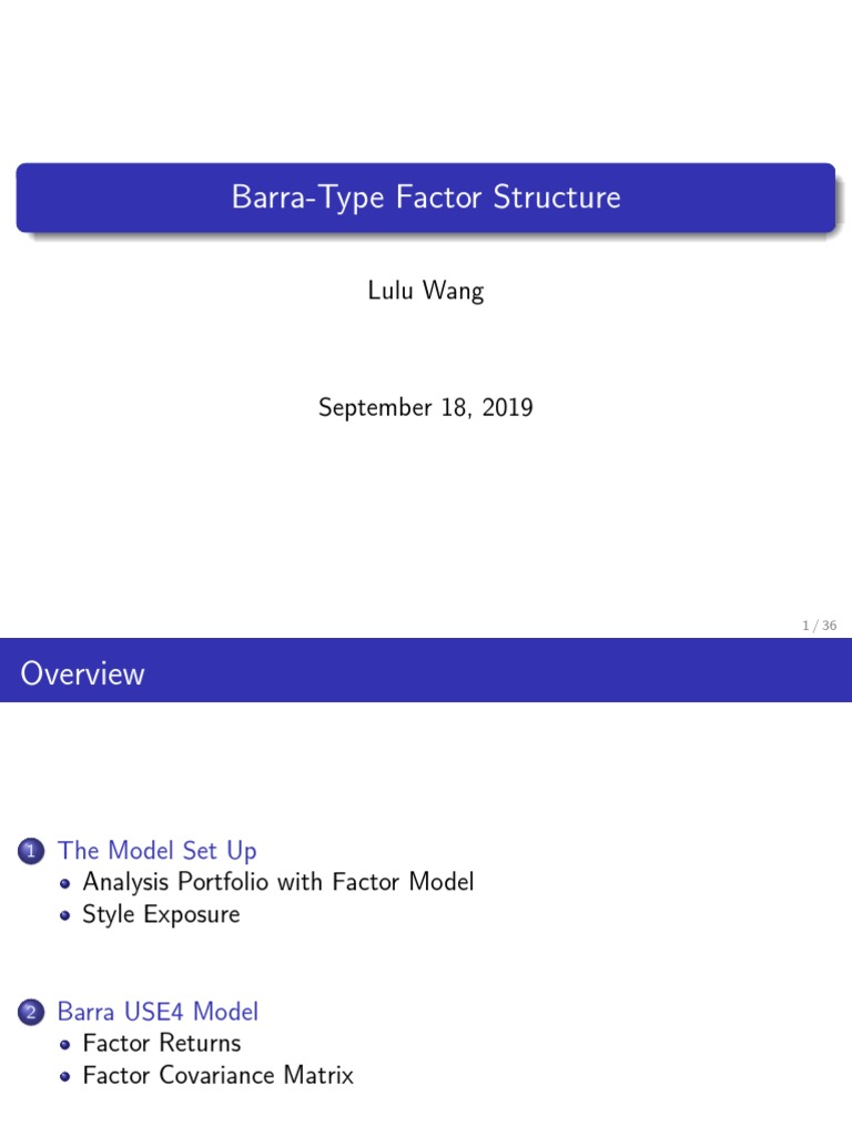 LuluWang Barra | PDF | Variance | Risk