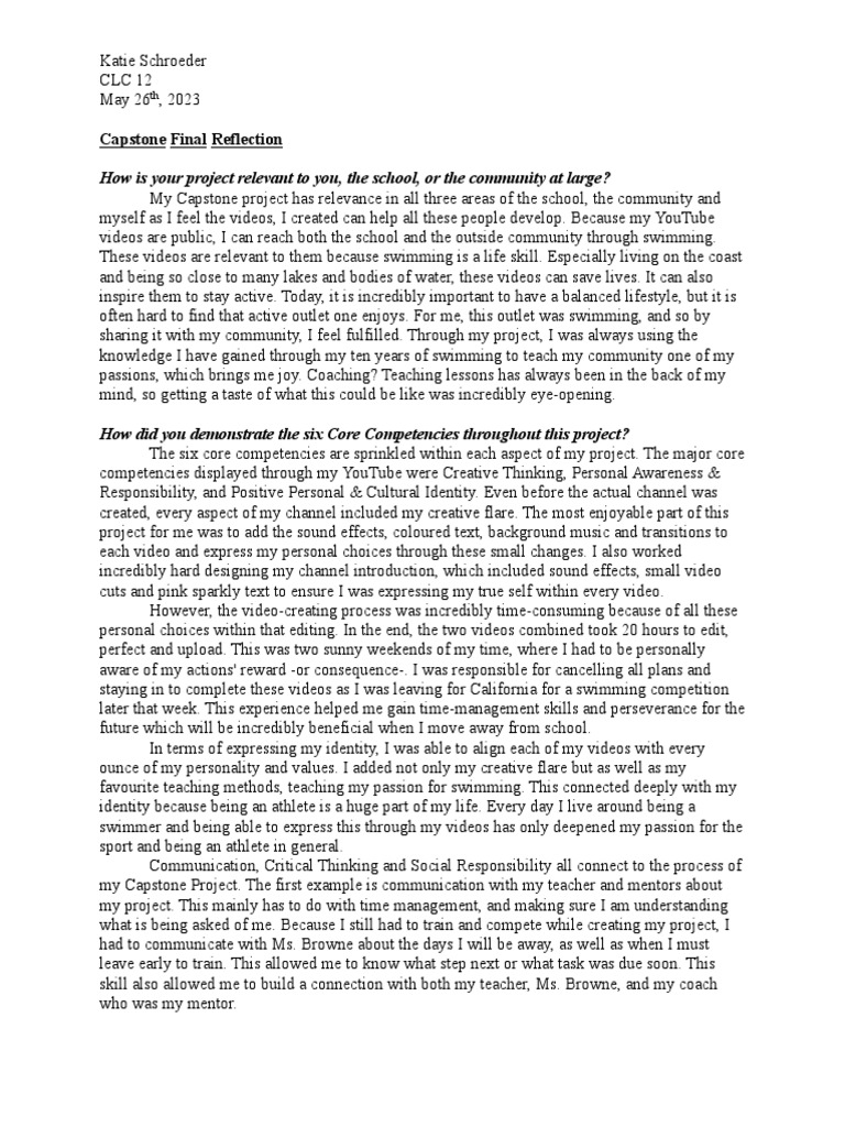 capstone final reflection | PDF