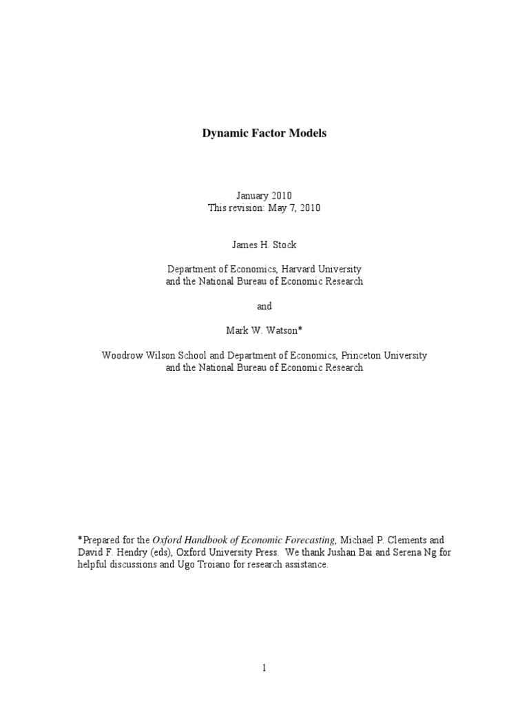 Dynamic Factor Models M Watson Pdf Principal Component Analysis Vector Autoregression