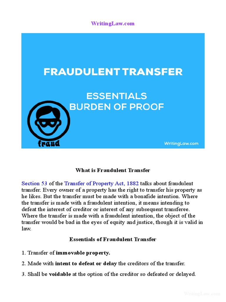 Understanding Fraudulent Transfers in Law | PDF | Property Law ...
