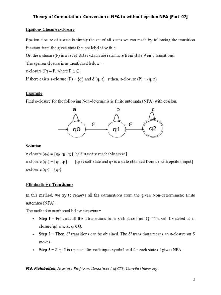 Part-02 (Conversion ε-NFA to without epsilon NFA) | PDF | Models Of Computation | Digital ...
