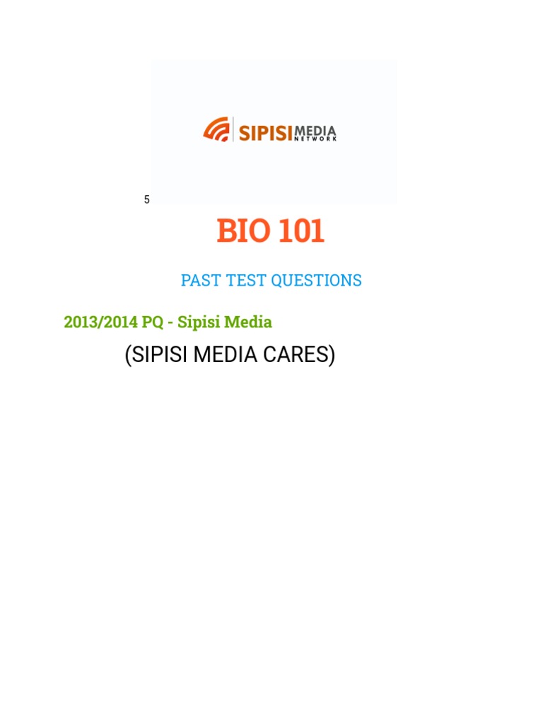 BIO 101 Past Test Questions Collection | PDF | Organisms | Biology
