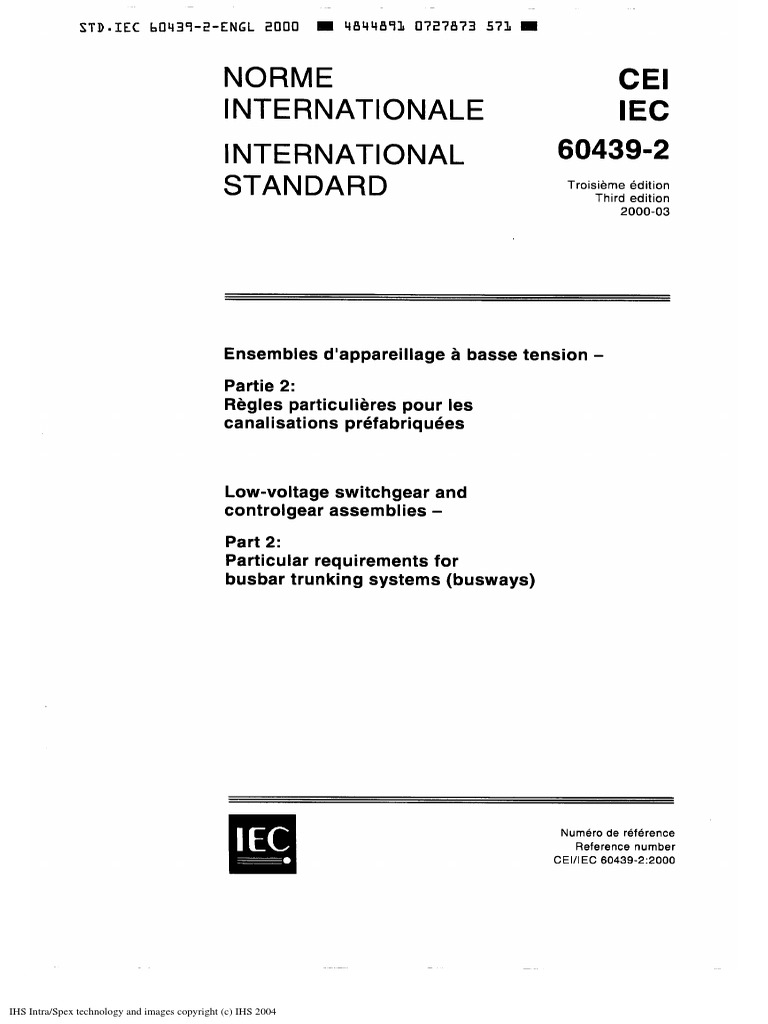 IEC 60439-2-LV SWG - Busway | PDF