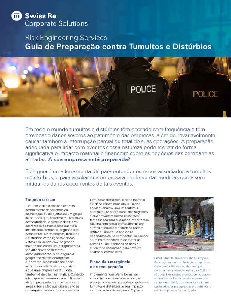 Riots and Civil Commotion Factsheet PT | PDF | Armazém | Comunicação
