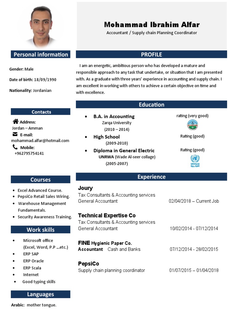 Mohammad Alfar CV-Accounting - Supplychain Coordinator | Download Free ... Mohammad Alfar CV-Accounting - Supplychain Coordinator | Download Free ...