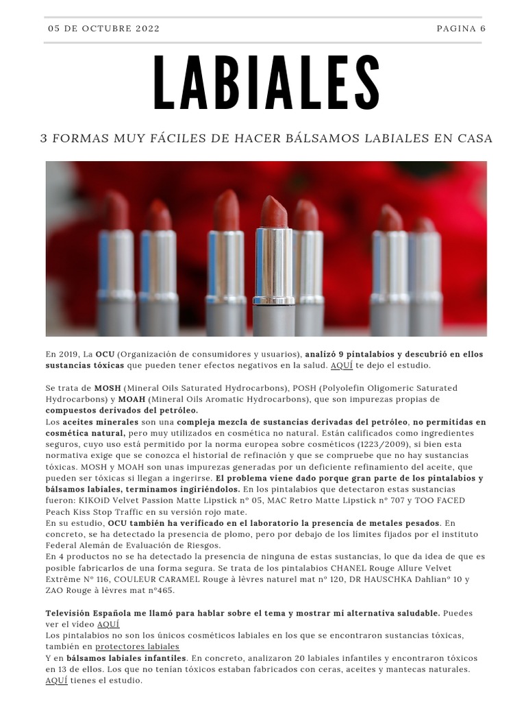 3 - El Cuaderno Natural - LABIALES | PDF | Productos cosméticos | Toxicidad