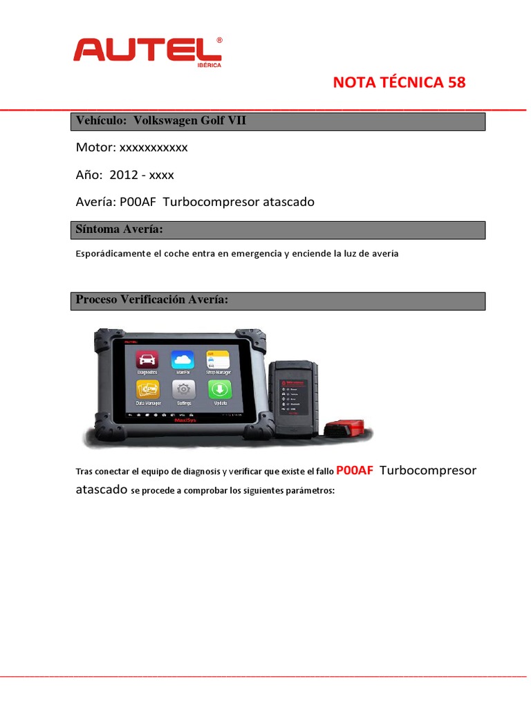 Nota Tecnica 58 VW Golf 7 P00af | PDF