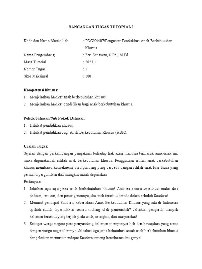 Rancangan Tugas Tutorial I Abk | PDF