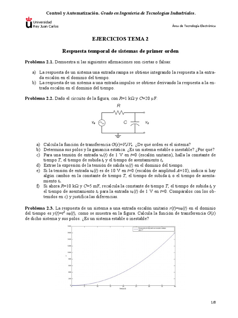 T2 - Ejercicios y Soluciones | PDF | Sistema de control | Automatización