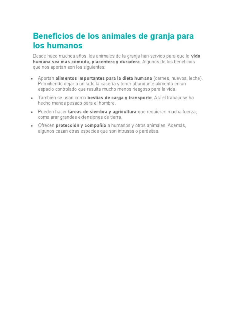 Beneficios de Los Animales de Granja para Los Humanos | PDF