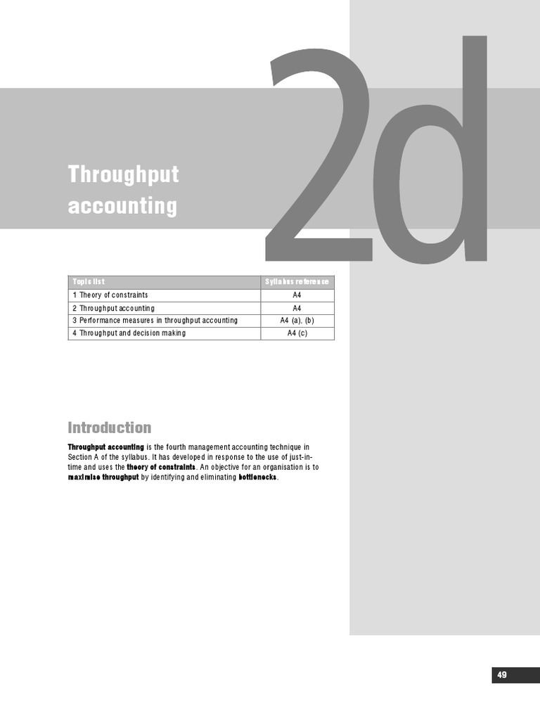 Throughput | PDF | Inventory | Cost Accounting