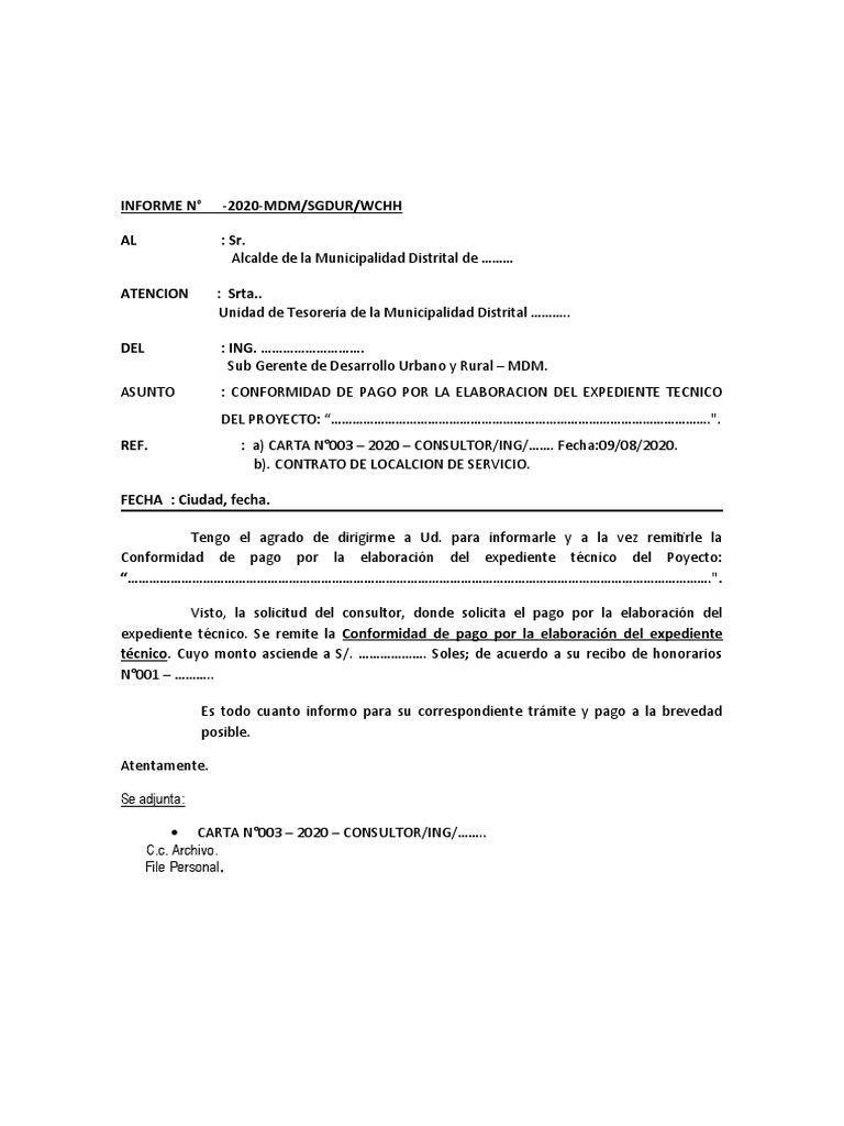 Informe N - Conformidad de Pago - Expediente | PDF