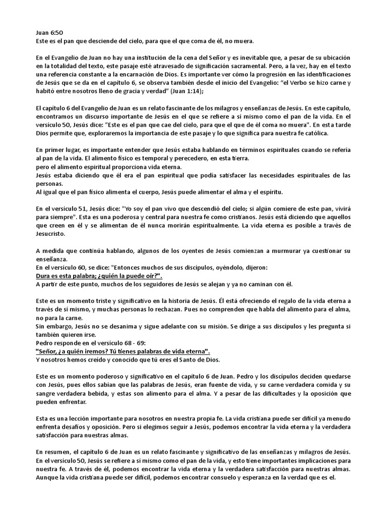 Juan 6 50 - 70 | PDF | Jesús | Juan el apóstol