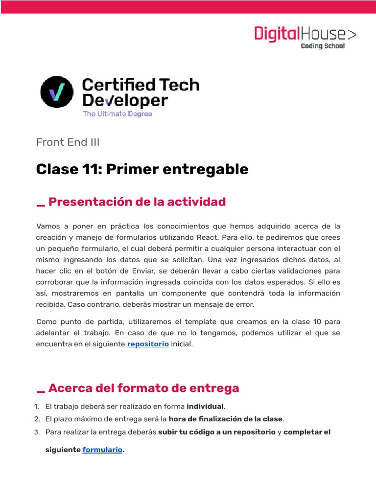 Primer Entregable: Formulario en React | PDF | Información | Software