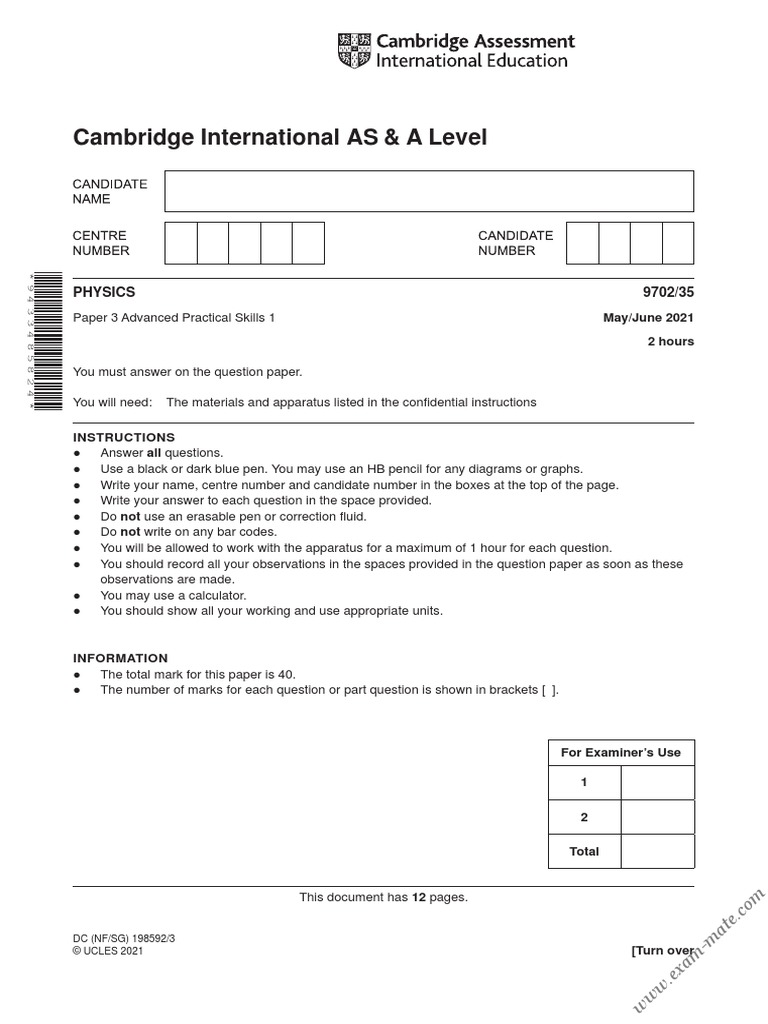 9702 s21 QP 35 Merged | PDF | Force | Momentum