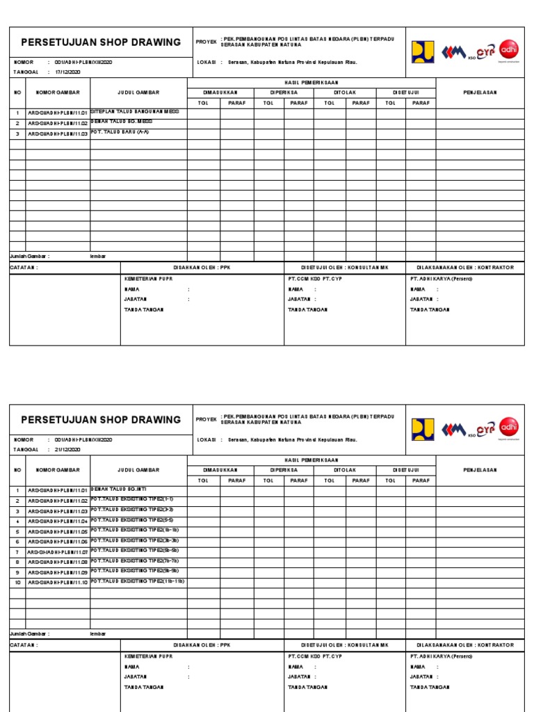 Form Pengajuan Shop Drawing | PDF