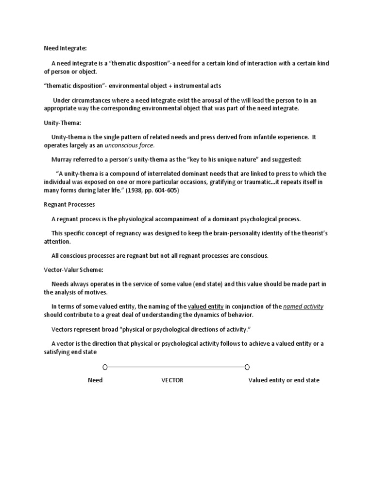 Notes On Murray | PDF | Id | Personality Psychology