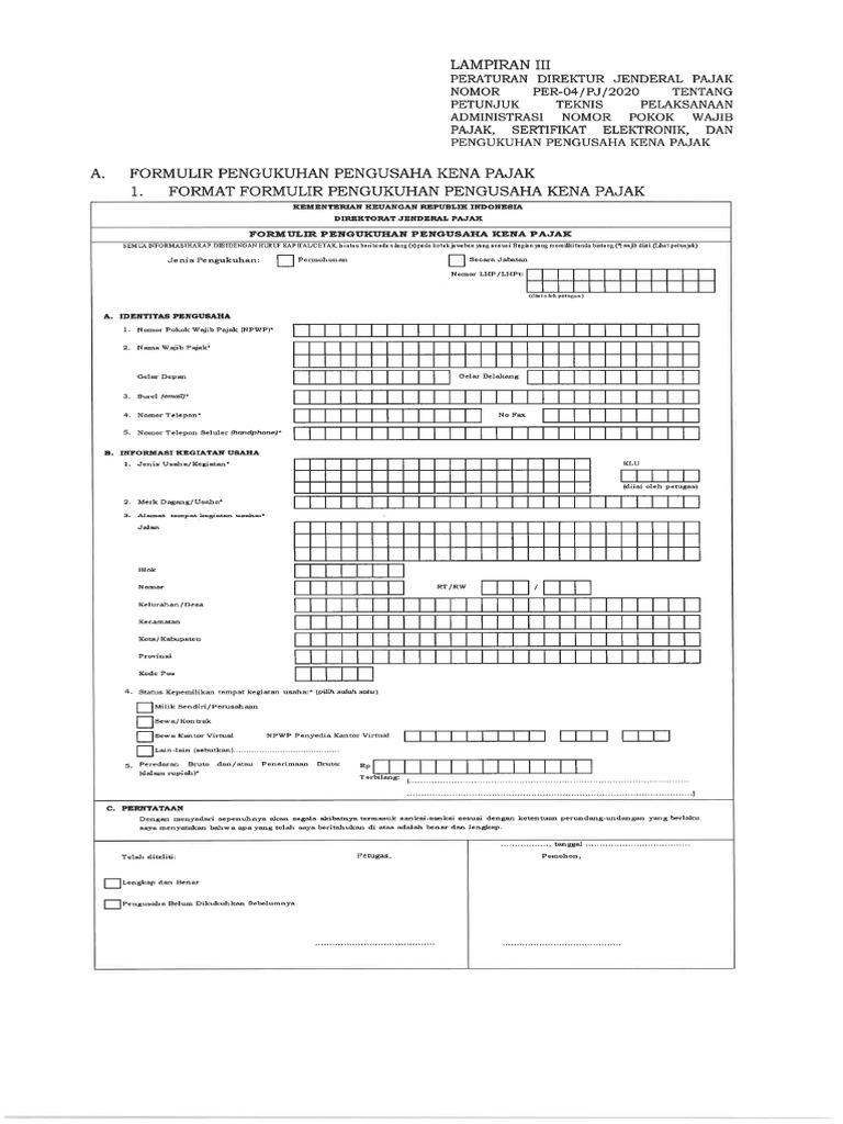 Formulir Pengukuhan PKP | PDF