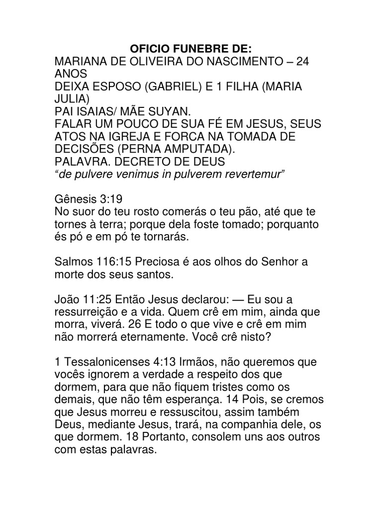 Oficio Funebre Mariana | PDF