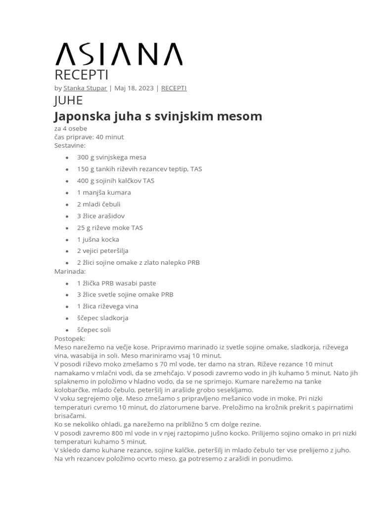 ASIANA - Azijski Recepti | PDF