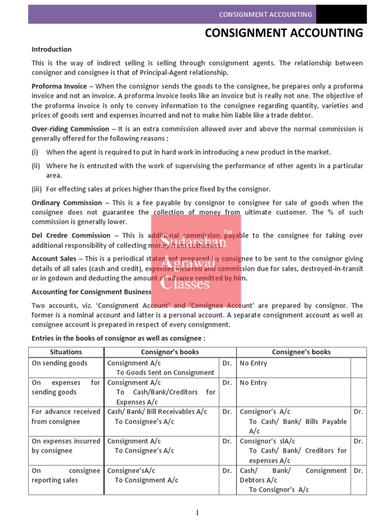 Consignment Accounting | PDF | Business