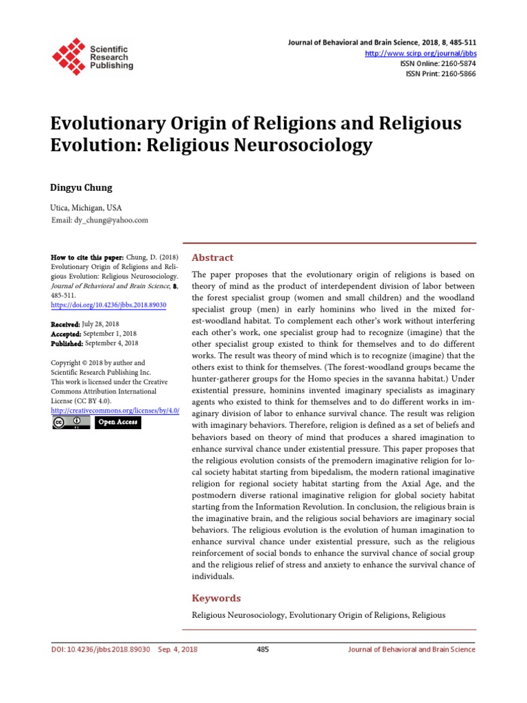 Evolutionary Origin of Religions and Religious Evo | PDF | Mind | Salvation
