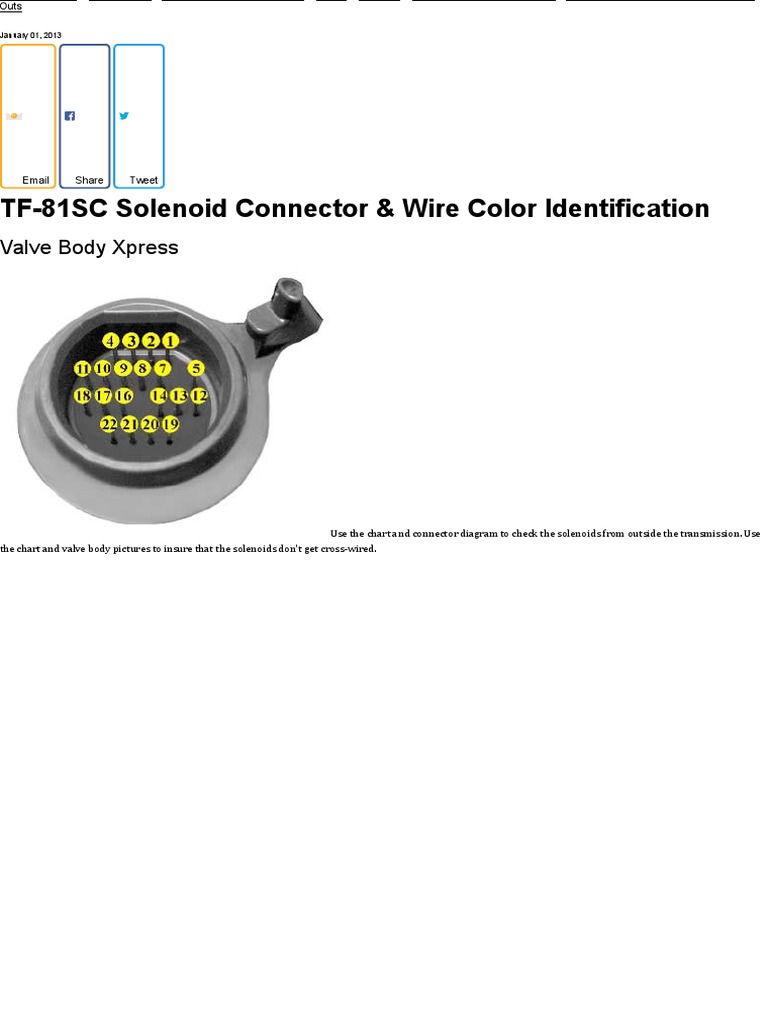 81SC Solenoid Connector & Wire Color Identification | PDF