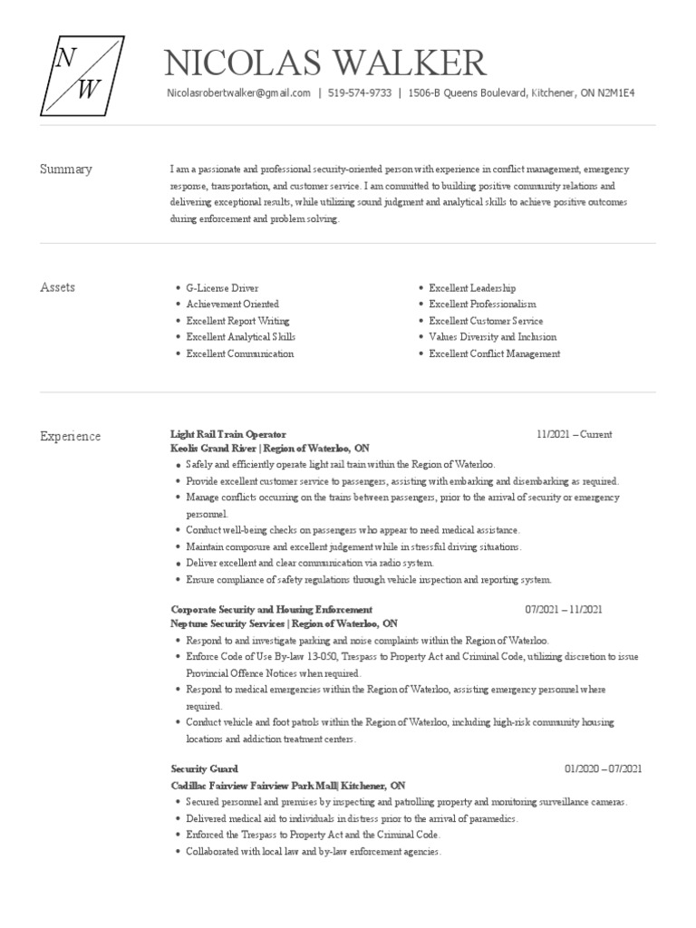 Resume - WALKER, Nicolas 2023 | PDF