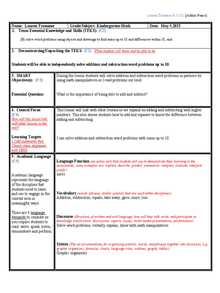Edtpa Lesson Plan Guide LPG | Download Free PDF | Learning | Behavior ...