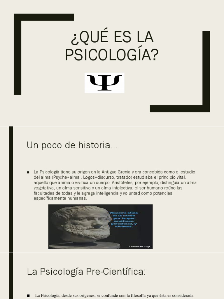 Definición Y Orígenes De La Psicología Pdf Sicología Alma