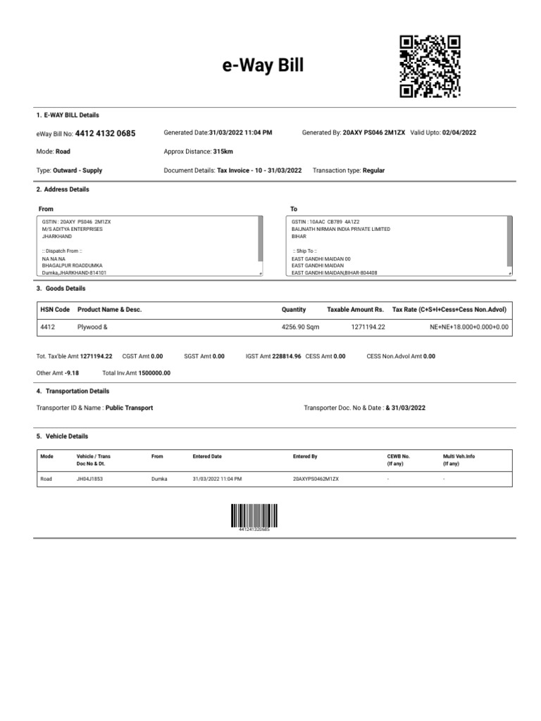 E-Way Bill System | PDF