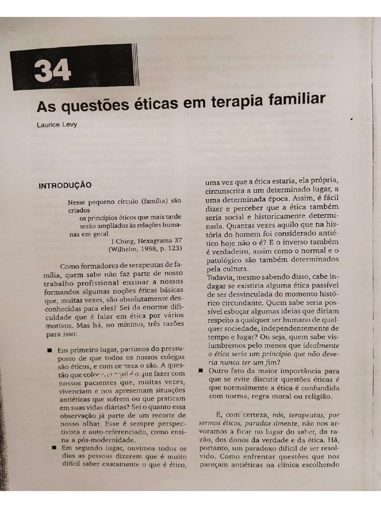 As Questoes Eticas em Terapia Familiar - Laurice Levy | PDF