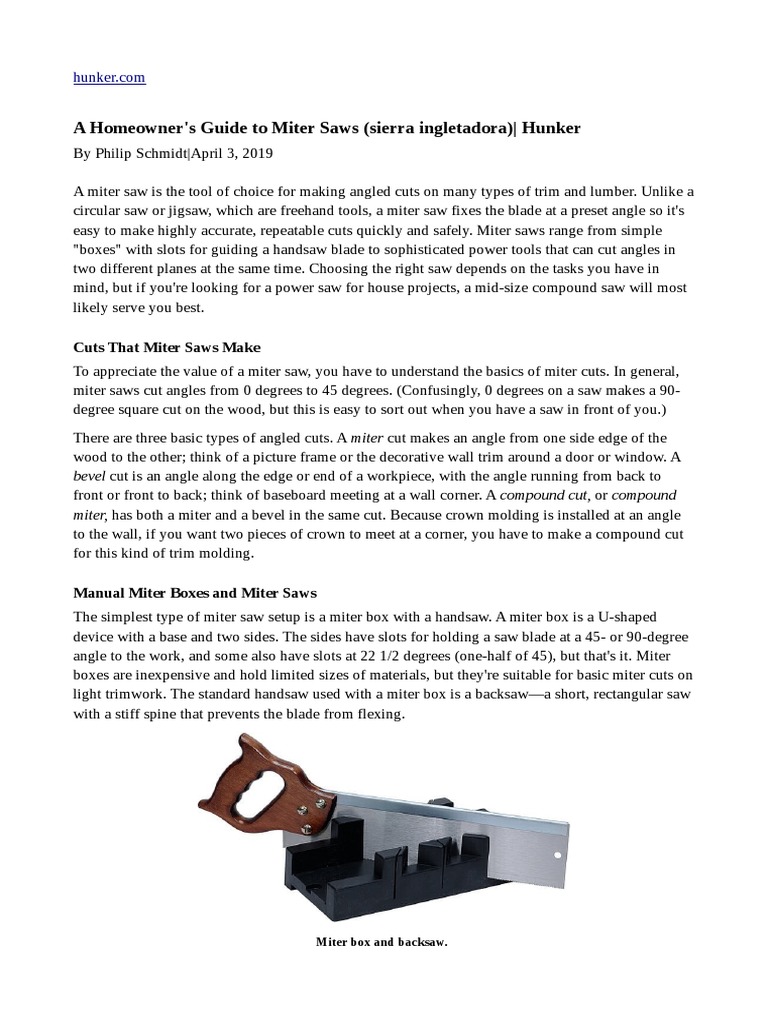 A Homeowner's Guide To Miter Saws | PDF | Cutting | Machines