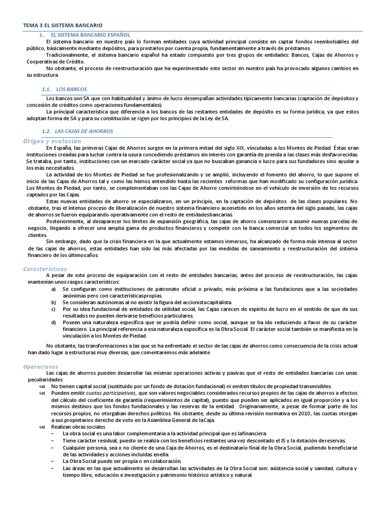 Tema 3 | PDF | Bancos | Economias