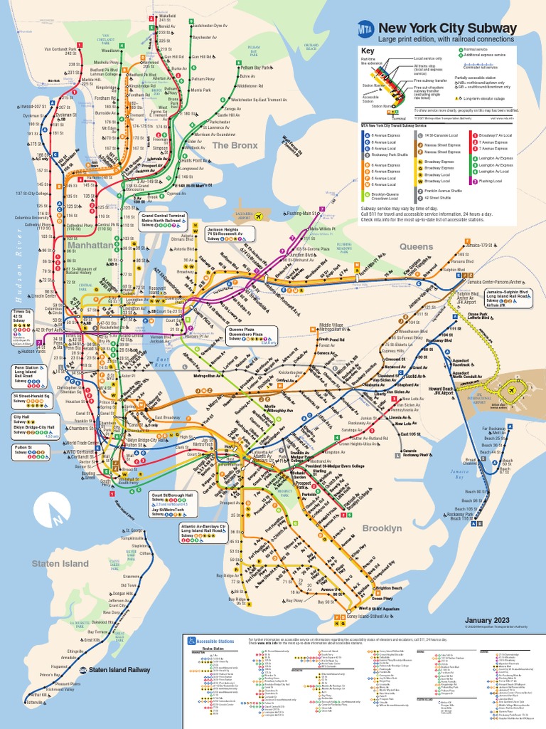 Large Type Subway Map | PDF | The Bronx | Bus Transport
