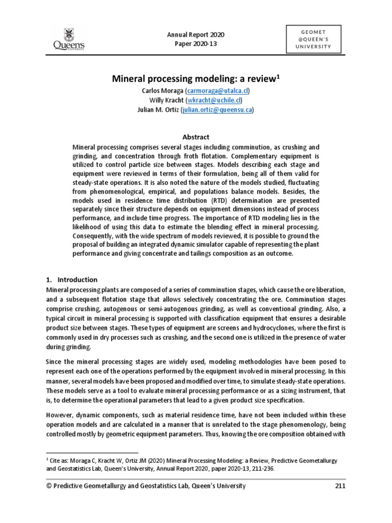 Mineral Processing Modeling - A Review | PDF | Mill (Grinding ...