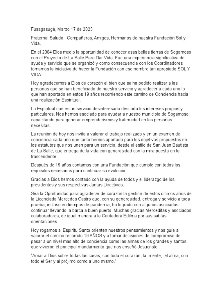 Asociados Fundacion Sol y Vida | PDF