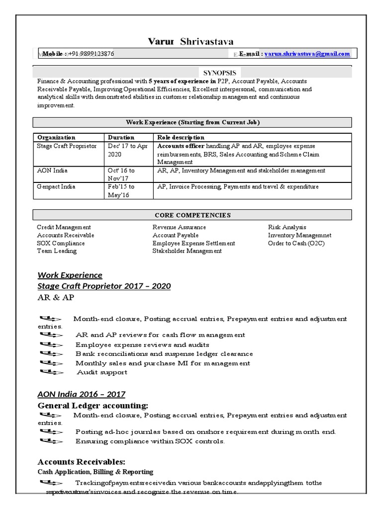 Varun Resume 2020 | PDF | Accounts Payable | Business