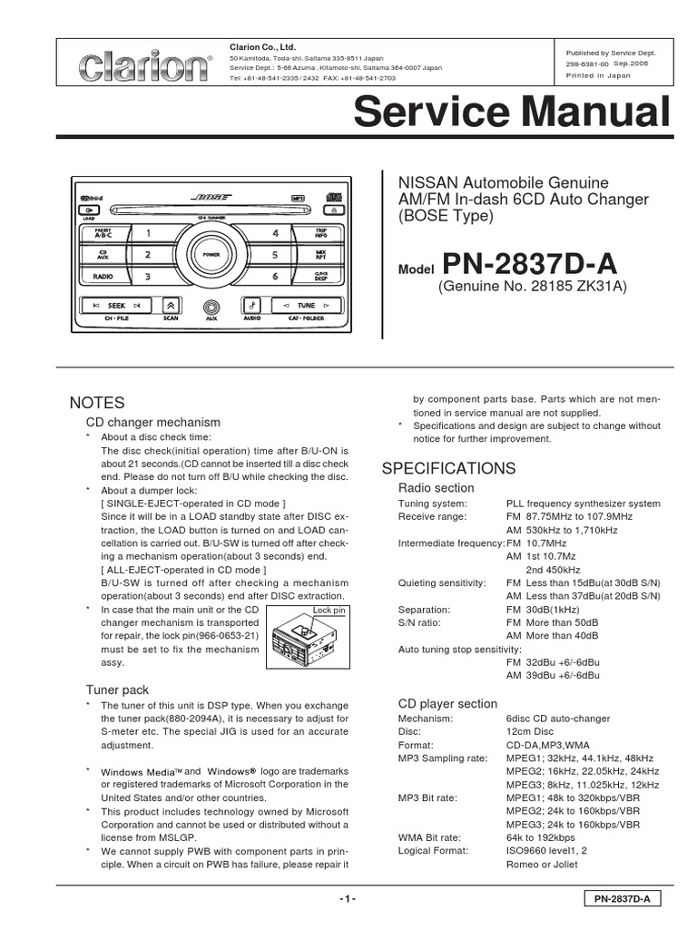 Clarion PN2837DA | PDF