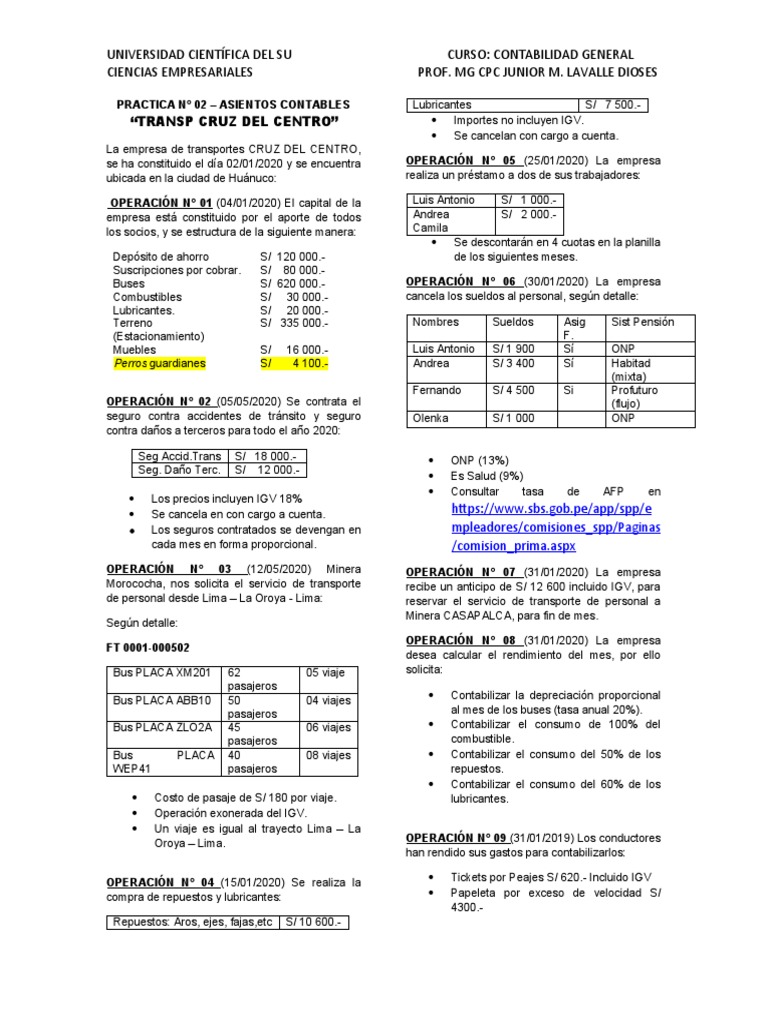 Práctica #02 - Transp Asientos Contables | PDF | Economias | Negocios económicos