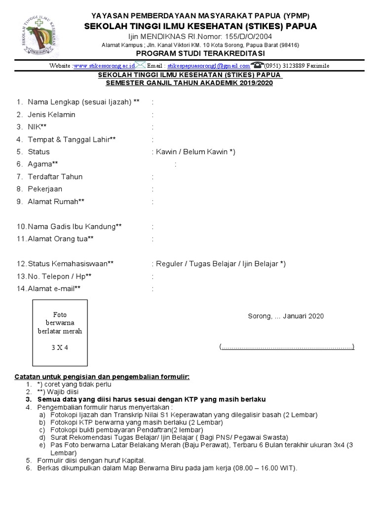 Formulir Pendaftaran Ners | PDF