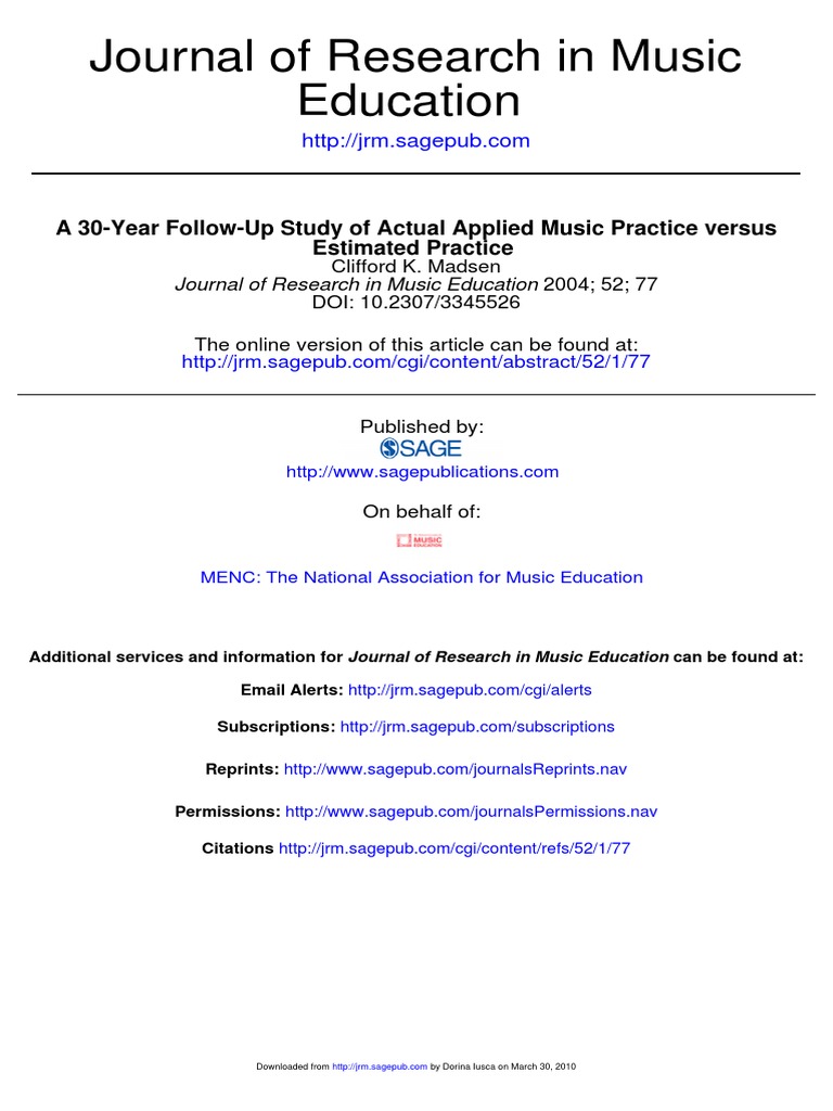 Study of Actual Applied Music Practice | PDF