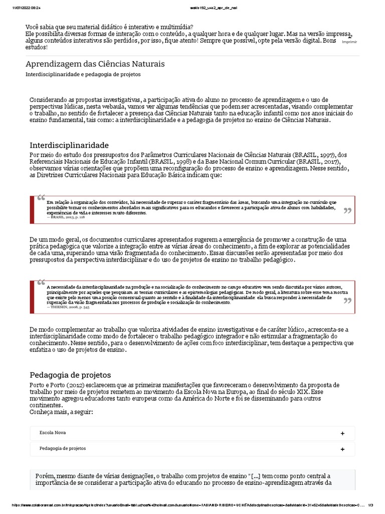 Und IIII - Material Ciencias Naturais 2 | PDF | Pedagogia ...