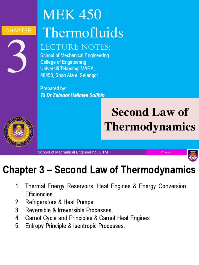 MEK450-Chapter - 3 - Second - Law - of - Thermodynamics - M2 | PDF