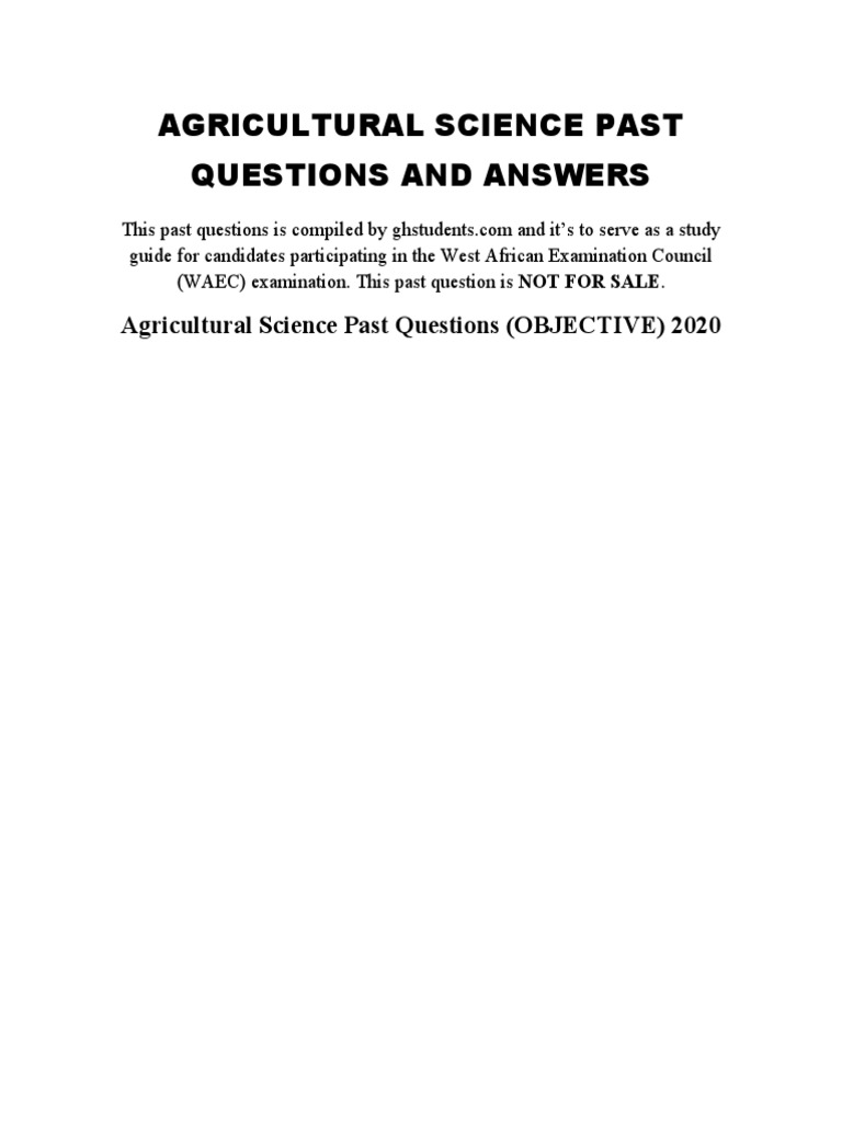 Agricultural Science Past Questions and Answers | PDF | Business
