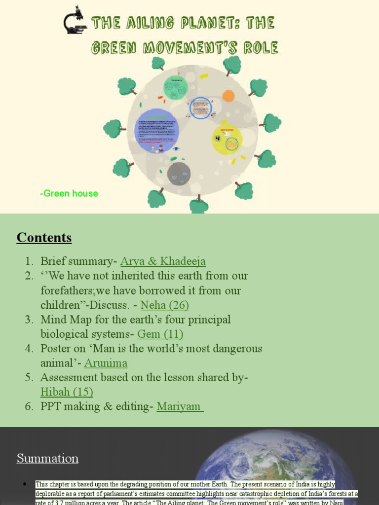 The Ailing Planet and Green Movement | PDF | Resource | Sustainability