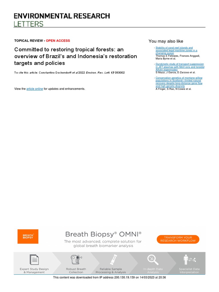 Committed To Restoring Tropical Forests An Overview of Brazil's | PDF | Restoration Ecology ...