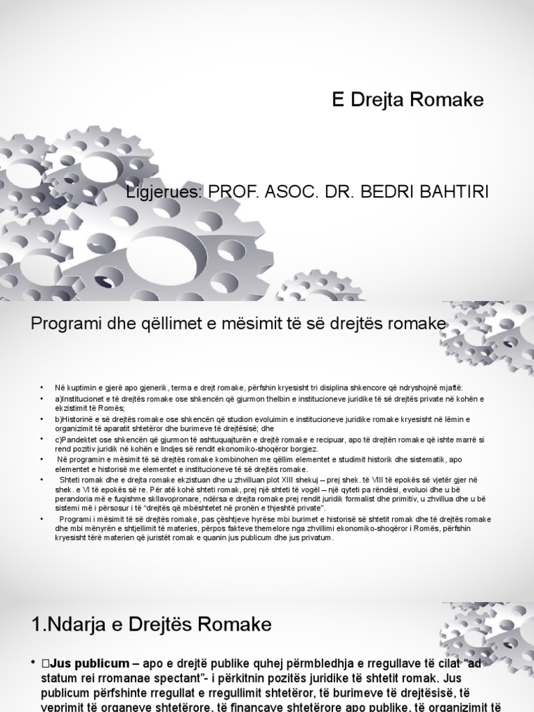 E Drejta Romake: Ligjerues: Prof. Asoc. Dr. Bedri Bahtiri | PDF