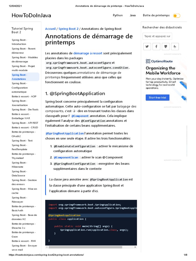 Annotations de Démarrage Spring Boot - HowToDoInJava | PDF | Démarrage ...