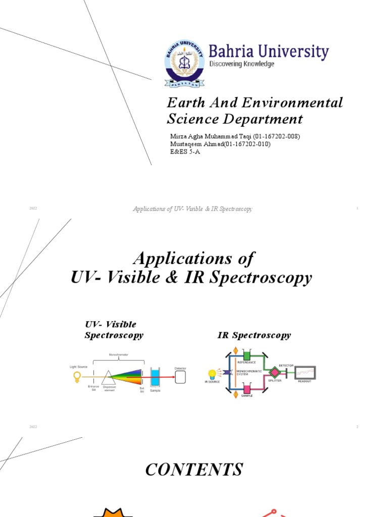 Applications of IR & UV - Vis Spectros | PDF | Ultraviolet–Visible Spectroscopy | Spectrophotometry
